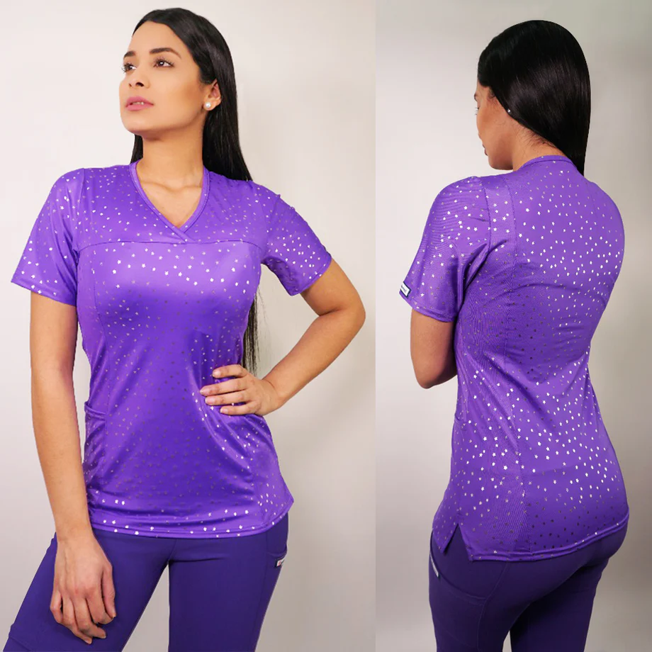 DELANTAL MUJER ELASTICADO DISEÑO MORADO 2279 LIQUIDACION - Uniformes ...